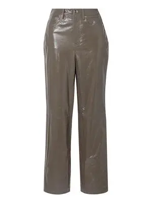Remain Birger Christensen Lynn Leather Straight-leg Pants - Gray