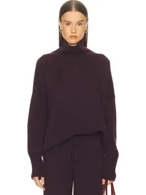 LISA YANG Heidi Cashmere Turtleneck Sweater Mahogany