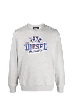 DIESEL® Logo Print Cotton Sweatshirt - Grey