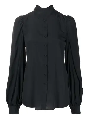 Wandering Stand-up Collar Blouse - Black