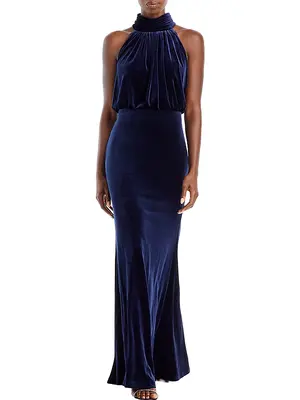 Eliza J Mock Neck Blouson Gown Navy
