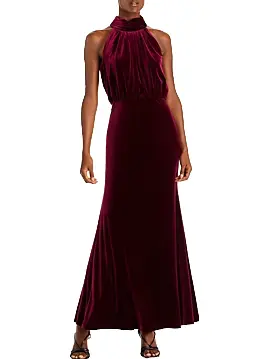 Eliza J Mock Neck Blouson Gown Wine