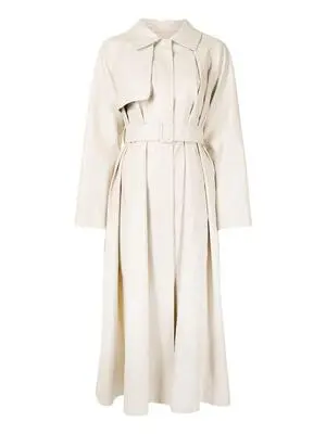 Goen.j Faux-leather Belted Trench Coat - Neutrals