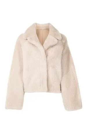 Goen.j Notched-collar Cropped Shearling Jacket - Neutrals