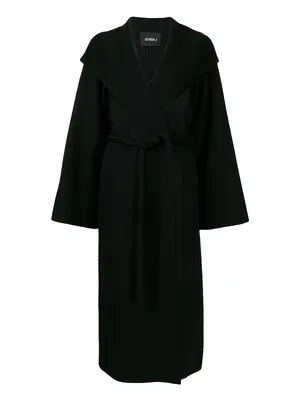 Goen.j Tie-waist Double-faced Coat - Black