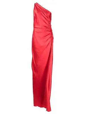 Michelle Mason Asymmetrical Silk Gown - Red