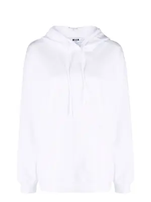 MSGM Logo Cotton Hoodie - White