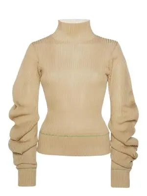 Bottega Veneta Lightweight Spirals Knit Turtleneck Sweater - Brown