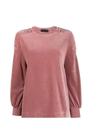 Alberta Ferretti Chenille Gathered-trim Sweatshirt - Pink