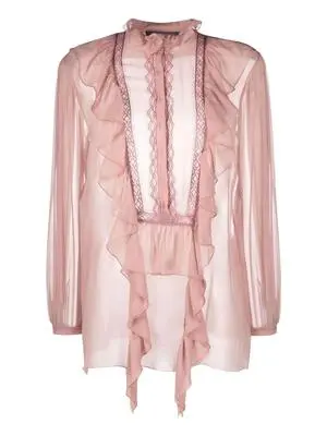 Alberta Ferretti Long-sleeved Ruffled Blouse - Pink