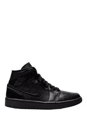 JORDAN Air 1 Mid Snakeskin Sneakers - Black