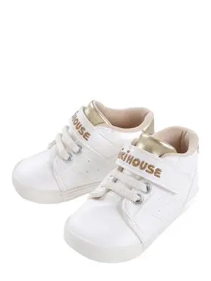 MIKI HOUSE Leather Logo Strap Sneakers - White