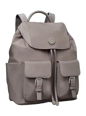 Tory Burch Tory Burch Nylon Flap Backpack Gray Heron