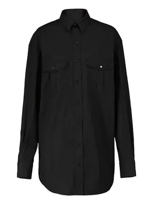 Wardrobe.NYC Cotton Poplin Shirt Dress - Black