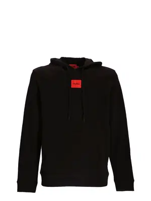 Hugo Terry Cotton Logo Hoodie - Black