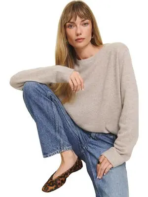 REFORMATION Cashmere Boyfriend Pullover Sweater Barley