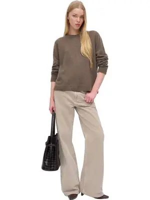 REFORMATION Cashmere Boyfriend Pullover Sweater - Brown