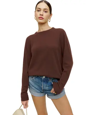REFORMATION Cashmere Boyfriend Pullover Sweater Cafe