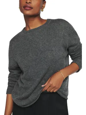 REFORMATION Cashmere Boyfriend Pullover Sweater Charcoal