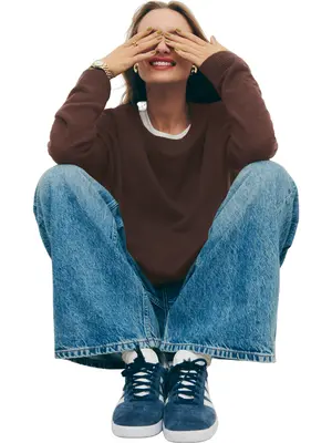 REFORMATION Cashmere Boyfriend Pullover Sweater Chestnut