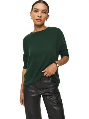 REFORMATION Cashmere Boyfriend Pullover Sweater Dark Pine