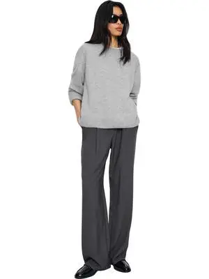 REFORMATION Cashmere Boyfriend Pullover Sweater Granite