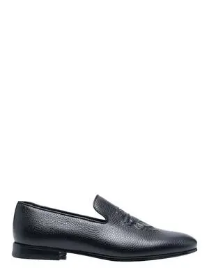 BILLIONAIRE Pebbled Leather Loafers - Black