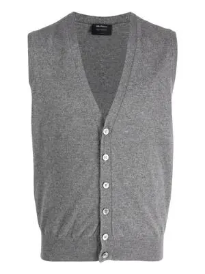 DELL'OGLIO V-neck Cashmere Cardigan - Grey