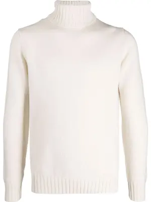 DELL'OGLIO Roll-neck Cashmere Jumper - Neutrals