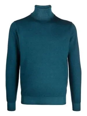 DELL'OGLIO Rib-trimmed Roll-neck Jumper - Blue