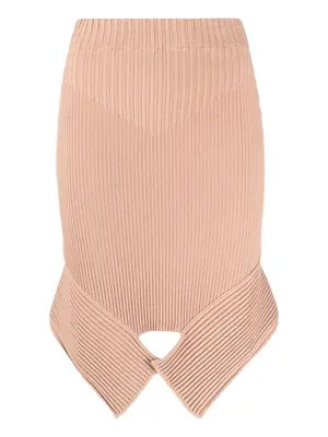 ANDREĀDAMO Ribbed-knit Asymmetric Skirt - Neutrals