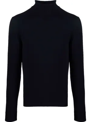 DELL'OGLIO Roll-neck Rib-trimmed Jumper - Blue