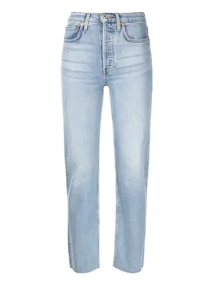RE/DONE Stove Pipe High-rise Straight Jeans - Blue