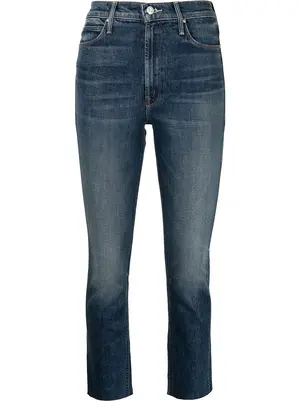 MOTHER High-rise Cropped Jeans - Blue