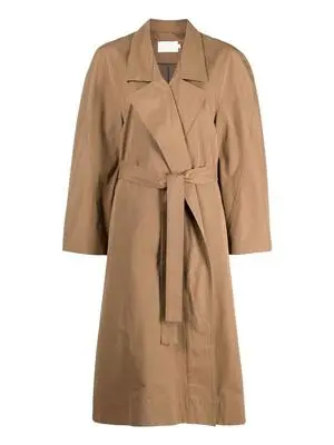 LOW CLASSIC Belted Single-breasted Coat - Brown