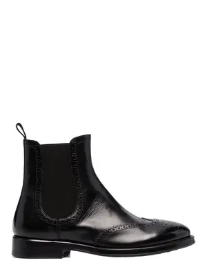 ALBERTO FASCIANI Brogue Detailing Chelsea Boots - Black