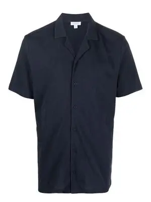 Sunspel Button-up Polo Shirt - Blue