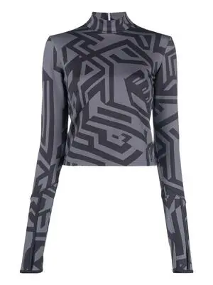 Alexander McQueen Geometric-print Top - Black