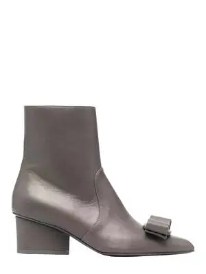 FERRAGAMO 50mm Viva Bow-detail Ankle Boots - Grey