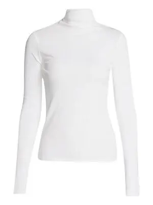 Vince Essential Long-sleeve Cotton Turtleneck Top - White