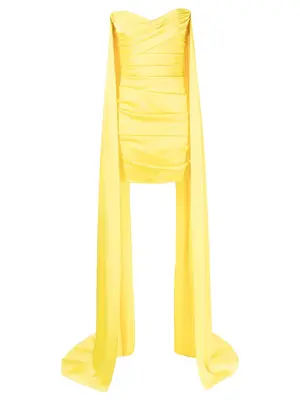 Alex Perry Draped Panel Ruched Dress - Yellow