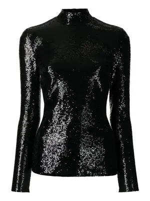 Ralph Lauren Sequin-embellished Long-sleeve Top - Black
