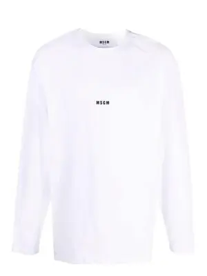 MSGM Logo-print Longsleeved T-shirt - White
