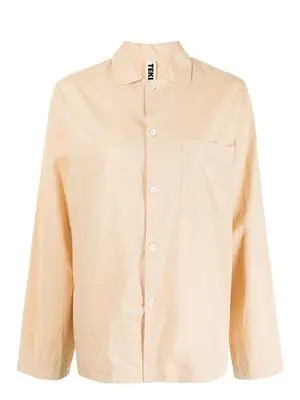 TEKLA Poplin Long-sleeve Pajama Shirt - Brown