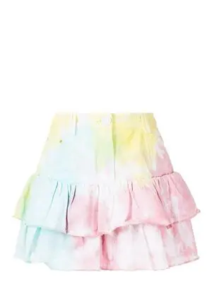 LoveShackFancy Landen Tie-dye Tiered Mini Skirt - Multicolour