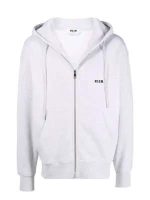 MSGM Logo-print Drawstring Hoodie - Grey