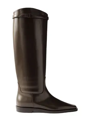 TOTEME The Riding Leather Knee High Boots Chocolate