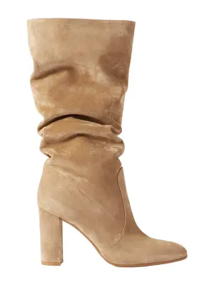 GIANVITO ROSSI Glen 85 Suede Knee Boots Neutrals