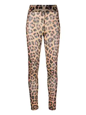 Philipp Plein Leopard-print Semi-sheer Leggings - Black