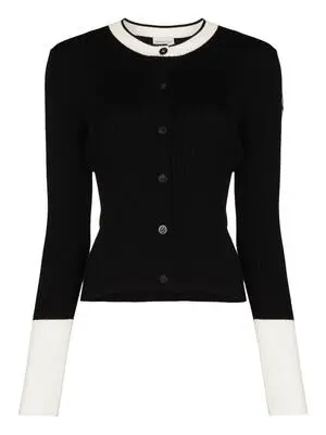 Moncler Ribbed-knit Wool Cardigan - Black